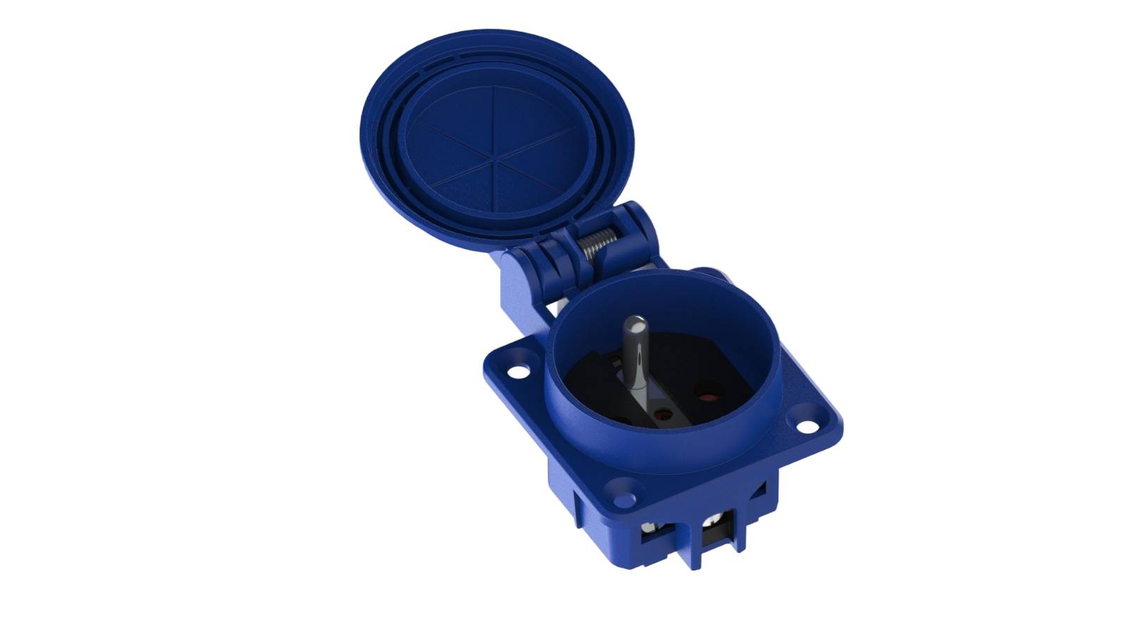 Hermetic socket 2P+Z, 230/220v, with earthing, IP44, with flap, blue ...